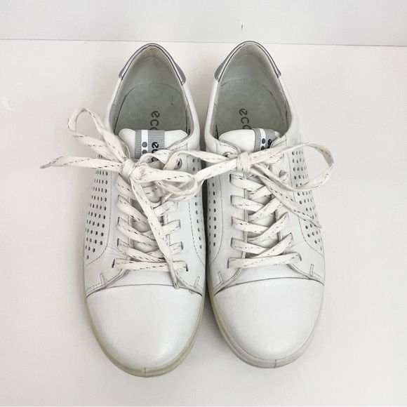 Ecco | Shoes | Ecco Hybrid Perforated Extra Wide Eu 37 Us 6 White Silver Leather Golf Shoe ...